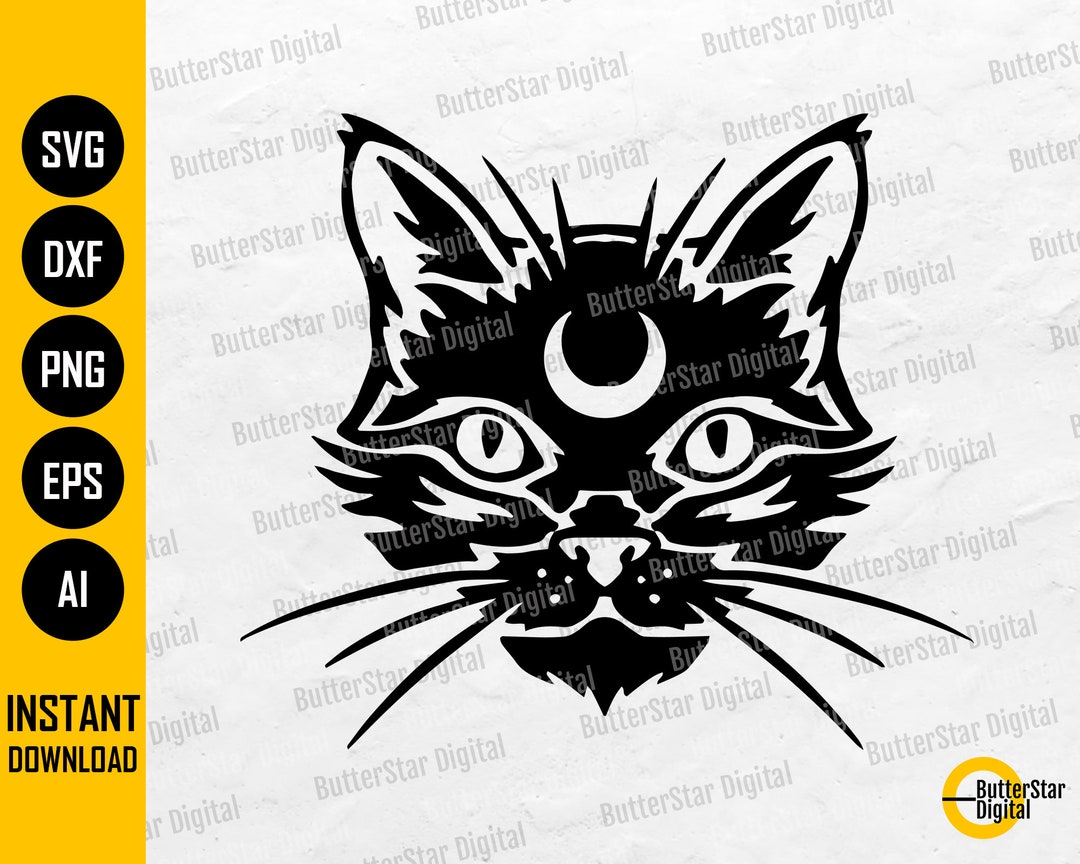 Moon Cat SVG | Mystical Animal SVG | Esoteric SVG | Goth Svg | Witchy ...
