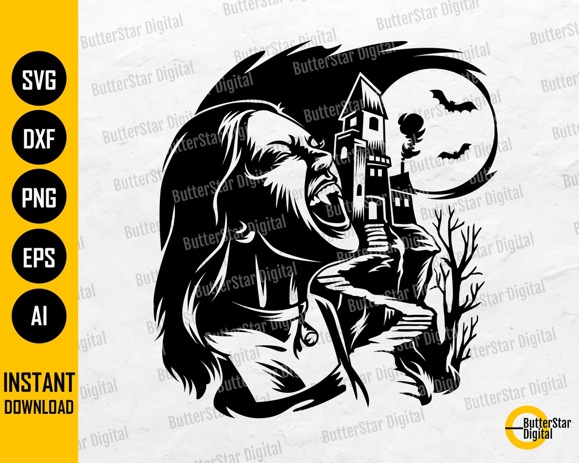 Lady Vampire SVG Halloween Scene SVG Spooky T-shirt Decal - Etsy