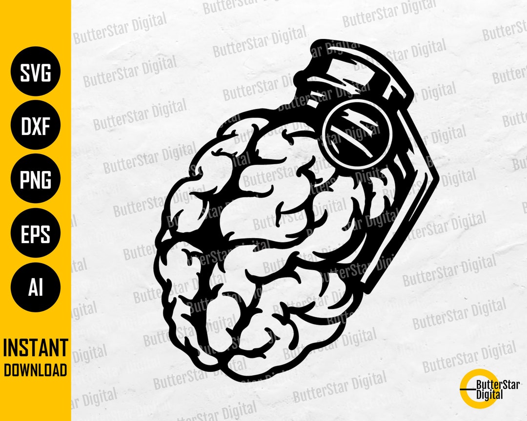 Brain Grenade SVG | Weapon SVG | Military T-shirt Decal Tattoo Graphics ...