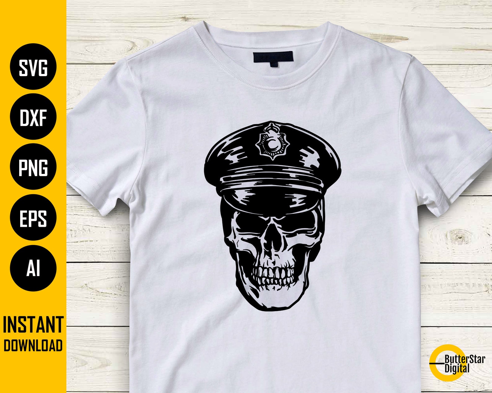 Cop Skull SVG Skeleton Police SVG Police Force T-shirt - Etsy