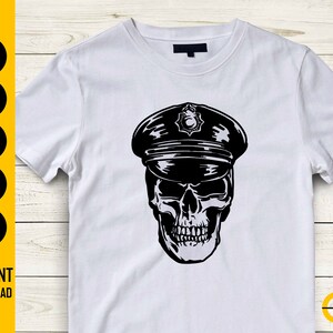 Cop Skull SVG | Skeleton Police SVG | Police Force T-shirt Vinyl Decals ...