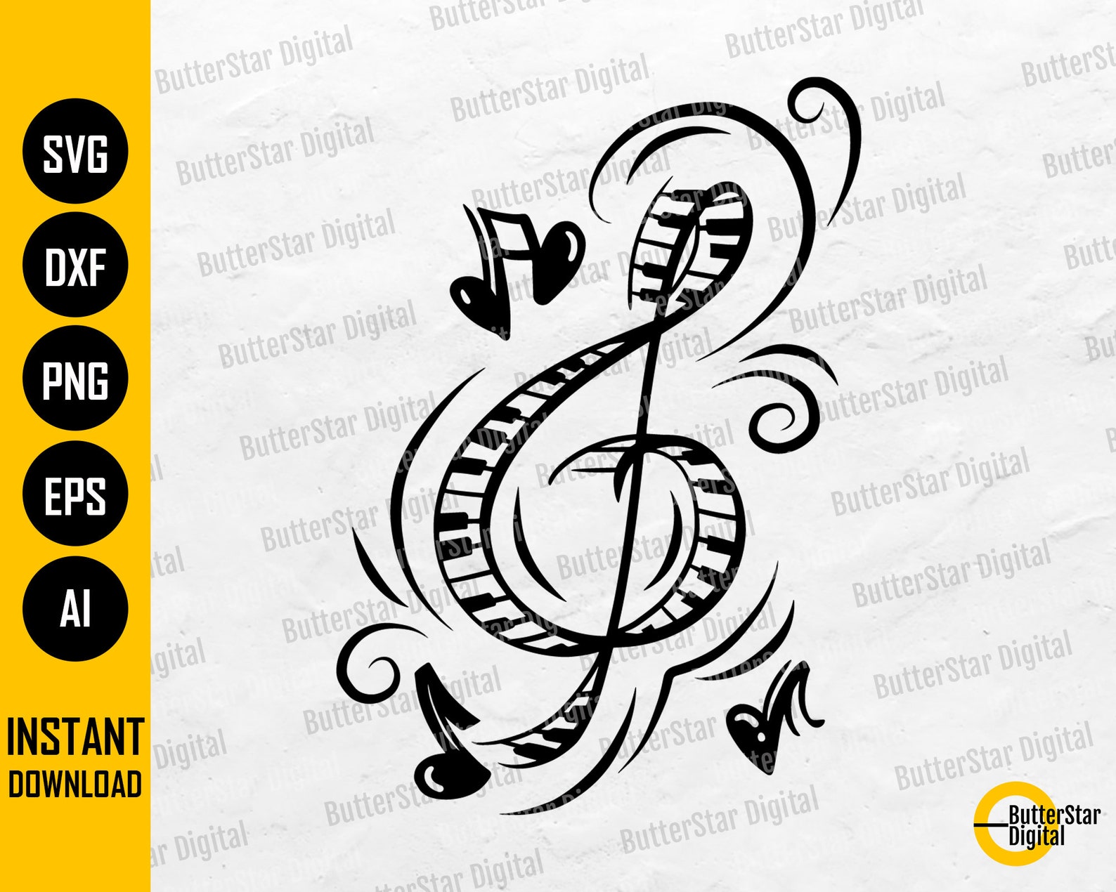 Piano Keys Treble Clef SVG Musical Note SVG Music T-shirt | Etsy