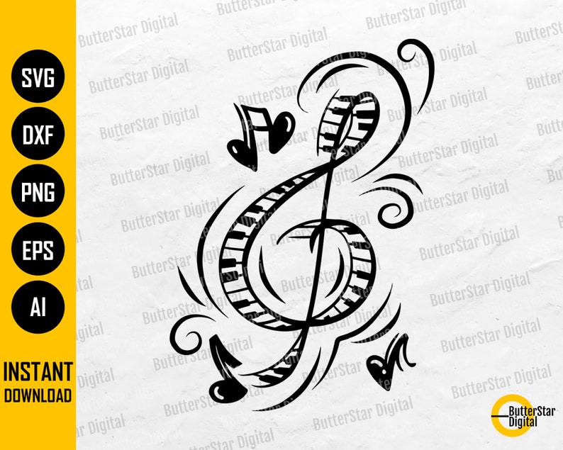 Piano Keys Treble Clef SVG Musical Note SVG Music T-shirt | Etsy