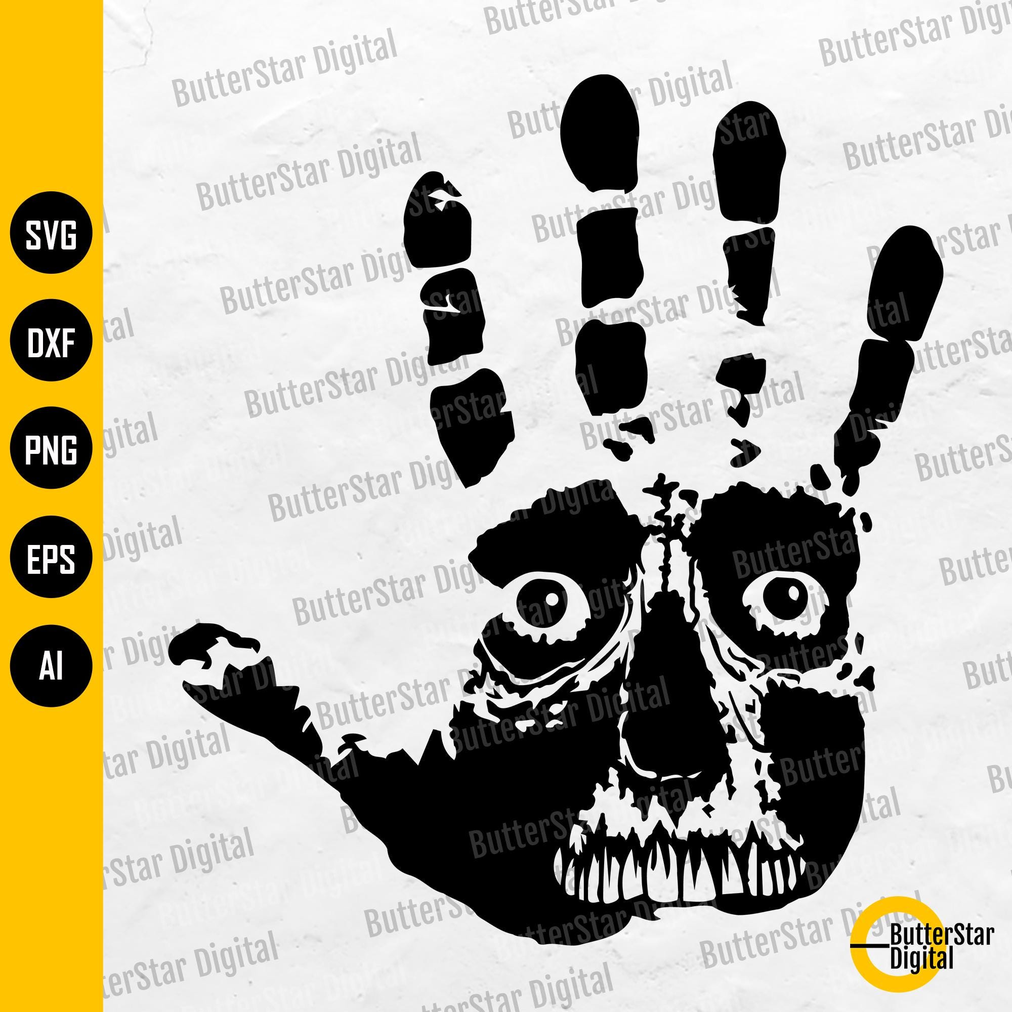 Skull Handprint SVG | Hand Print SVG | Horror T-shirt Decal Tattoo ...