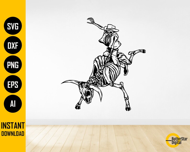 Skeleton Rodeo SVG | Bull Riding SVG | Cowboy SVG | Ranch Western ...
