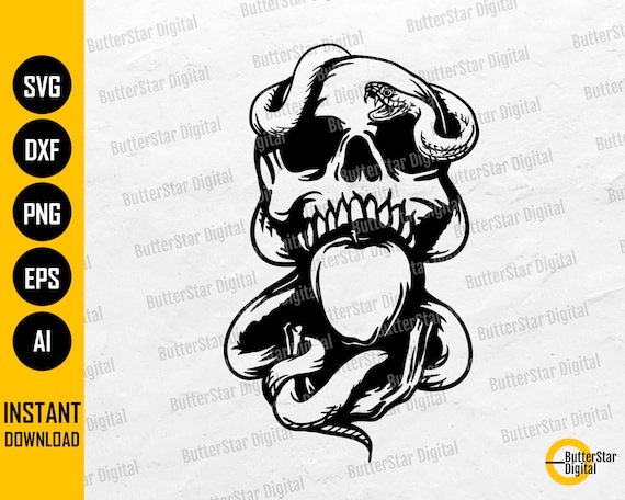 Skull Snake With Apple SVG Dead Skeleton SVG Gothic - Etsy