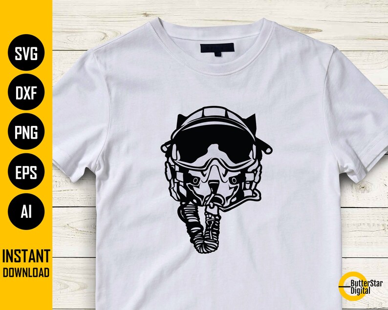 Fighter Pilot Helmet SVG | Air Force Vinyl Stencil Illustration Drawing ...