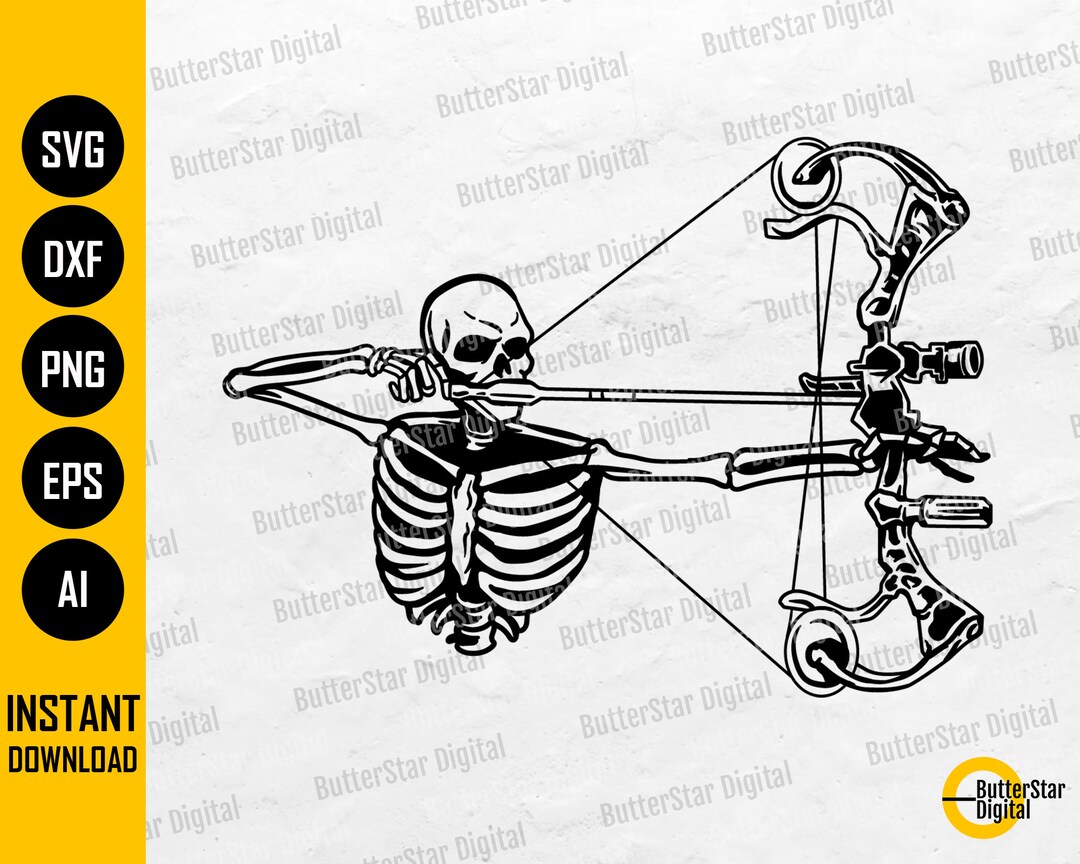 Skeleton Bowhunter SVG | Bow Hunting SVG | Bow Hunter T-shirt Decal ...