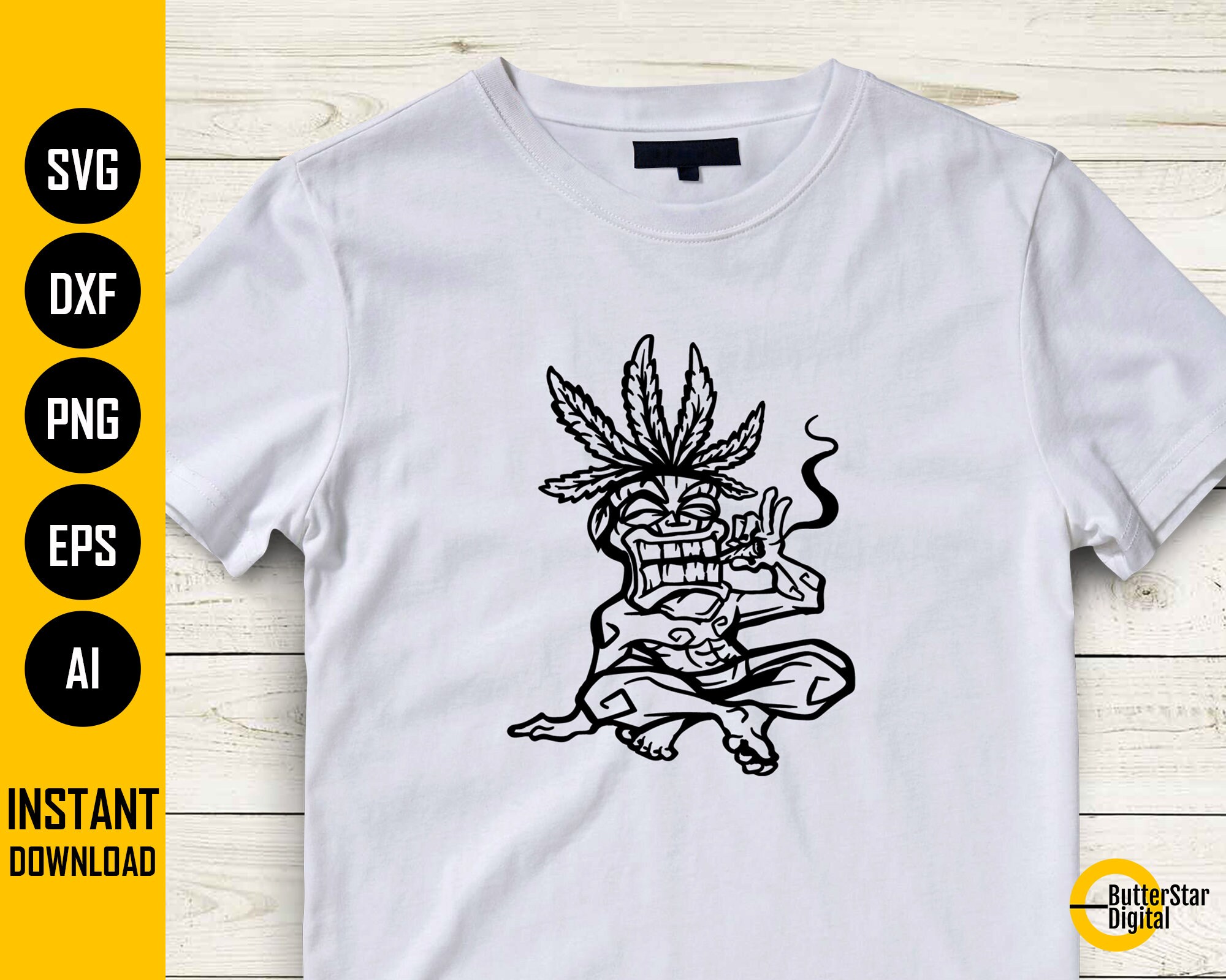 Tiki Man Smoking Weed SVG Tiki SVG Smoke Cannabis Joint | Etsy Australia