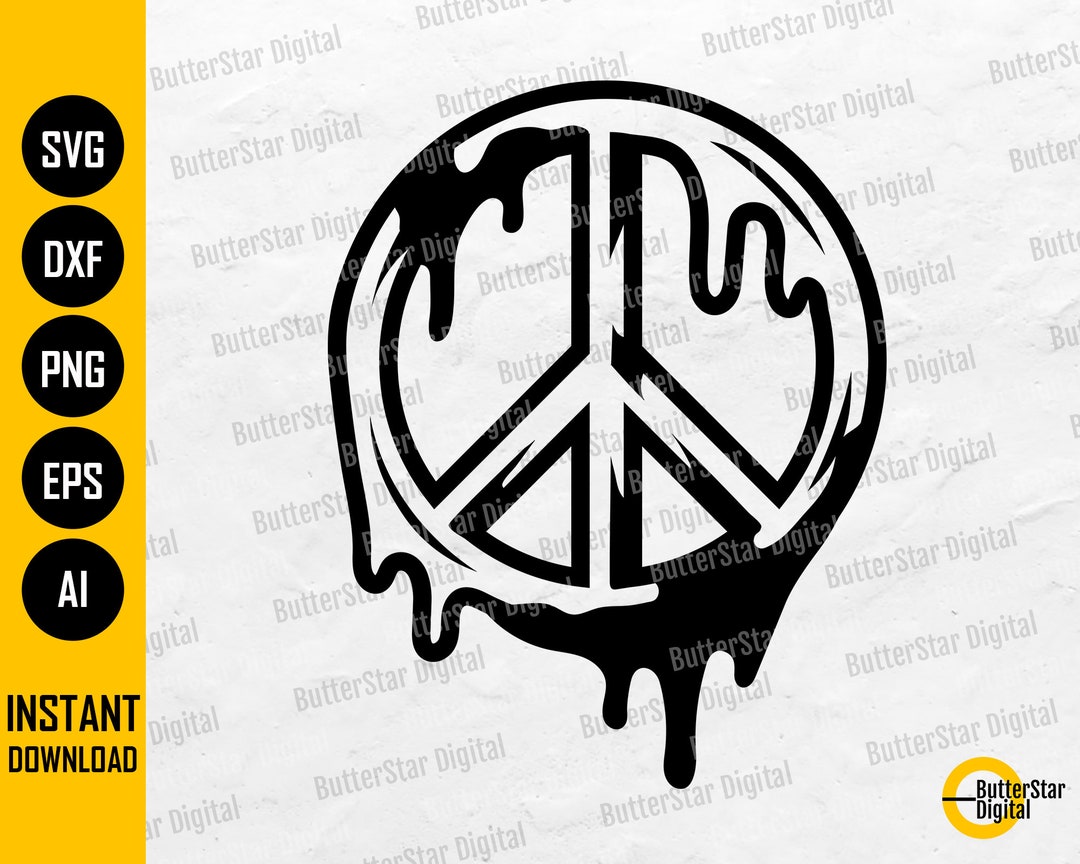 Melting Peace Sign SVG | Hippie Tattoo Decal T-shirt Sticker Wall Art ...