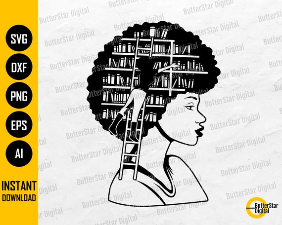 Afro Book Lover SVG Library SVG Educated Smart Intelligent - Etsy
