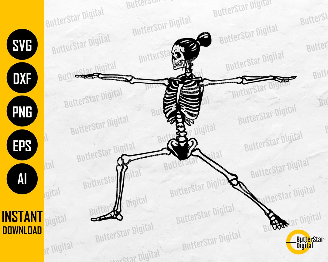 Skeleton Yoga Warrior Pose SVG | Virabhadrasana SVG | Workout T-shirt ...