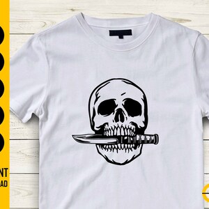 Skull With Knife in Mouth SVG | Dagger SVG | Metal Blade Stab Blood ...