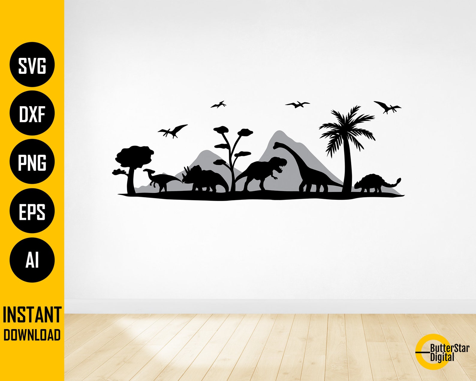 Dinosaur Scene SVG | Dinosaur SVG | Dino Jurassic Prehistoric Animals ...