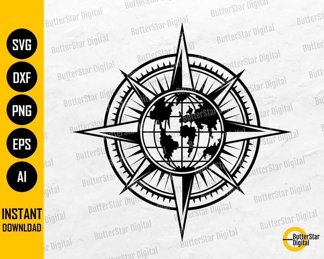 Globe Compass SVG | Nautical SVG | Earth SVG | Wind Rose Svg | Cricut ...