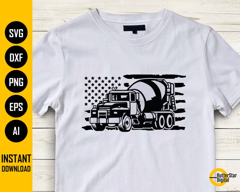US Concrete Mixer Truck SVG American Cement Mixer SVG Usa | Etsy