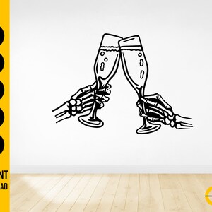 Skeleton Champagne Toast SVG | Cheers SVG | Party SVG | Celebration Svg ...