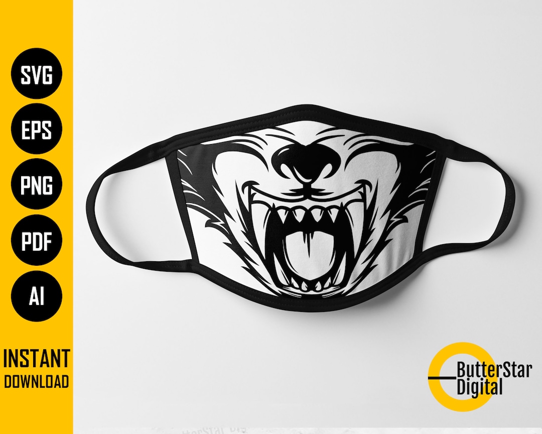 Werewolf Face Mask SVG Wolf Monster Facemask Scary Mouth Mask Cricut ...