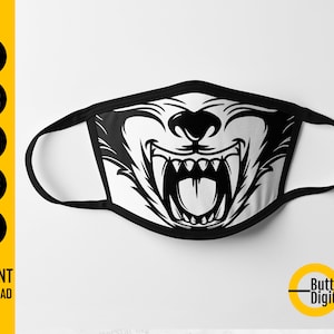 Werewolf Face Mask SVG | Wolf Monster Facemask | Scary Mouth Mask ...