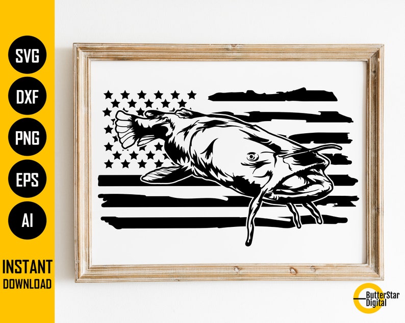 US Flathead Catfish SVG USA Flatheads Svg Fishing T-shirt | Etsy