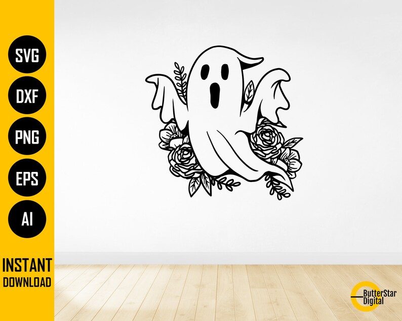 Floral Ghost SVG | Ghosts SVG | Cute Halloween Decals T-shirt Decor ...