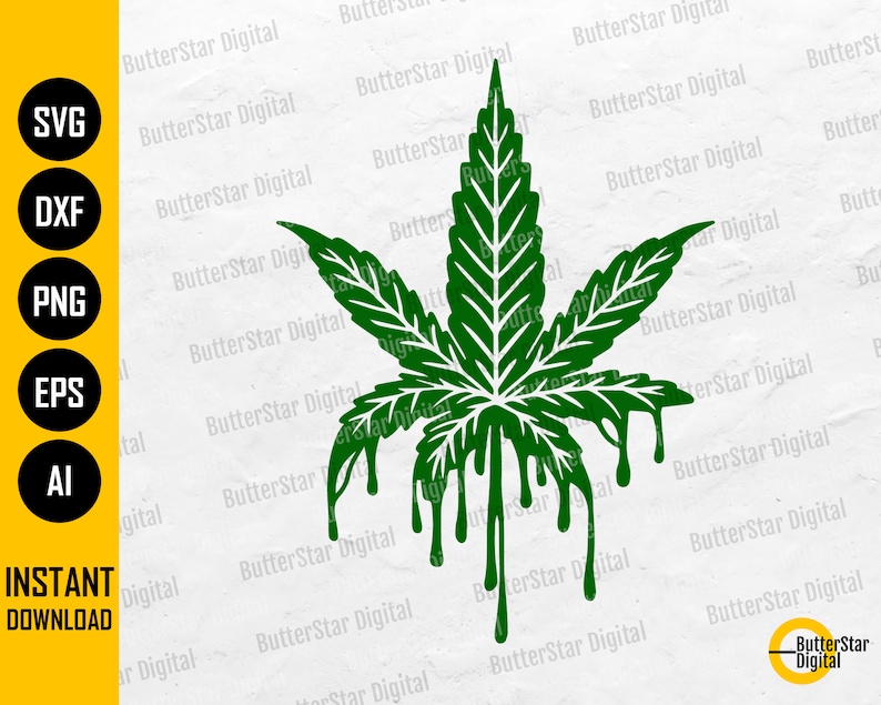 Dripping Cannabis Leaf SVG | Marijuana SVG | Weed T-shirt Decor Decals ...