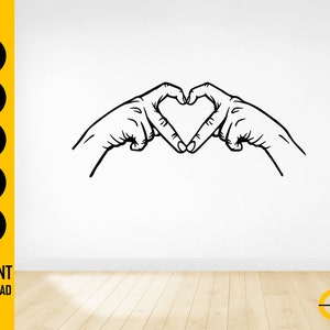 Fingers Heart Sign SVG | Cute Love Decal T-shirt Sticker Art Graphics ...