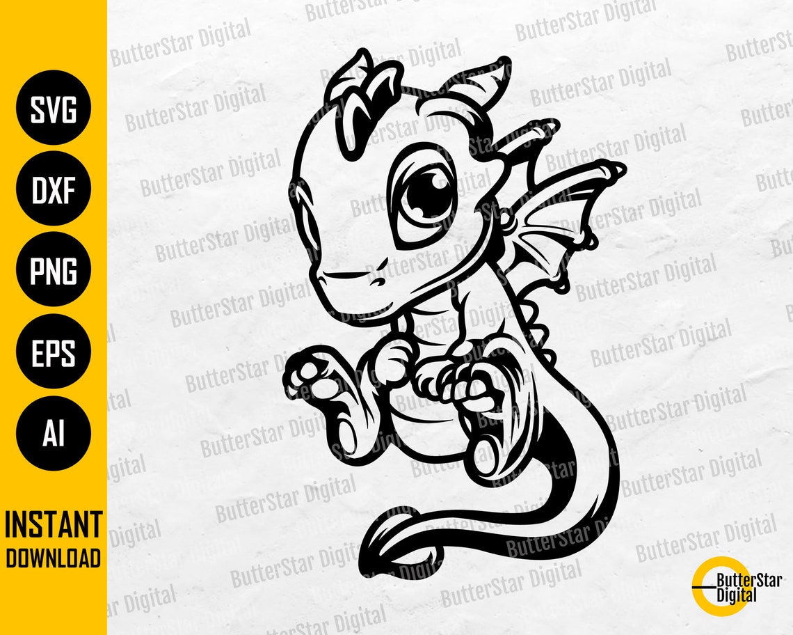 Baby Dragon SVG | Fantasy SVG | Cute Mythical Animal SVG | Cricut ...