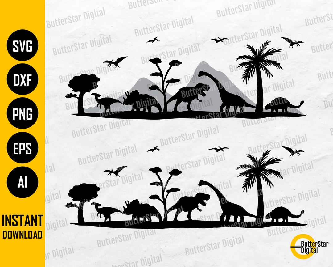 Dinosaur Scene SVG | Dinosaur SVG | Dino Jurassic Prehistoric Animals ...