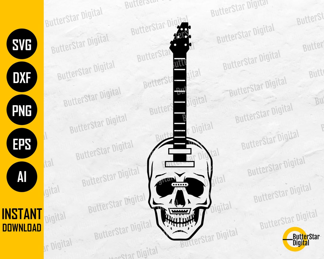 Guitar Skull SVG | Guitarist SVG | Sticker T-shirt CNC Laser Plasma ...
