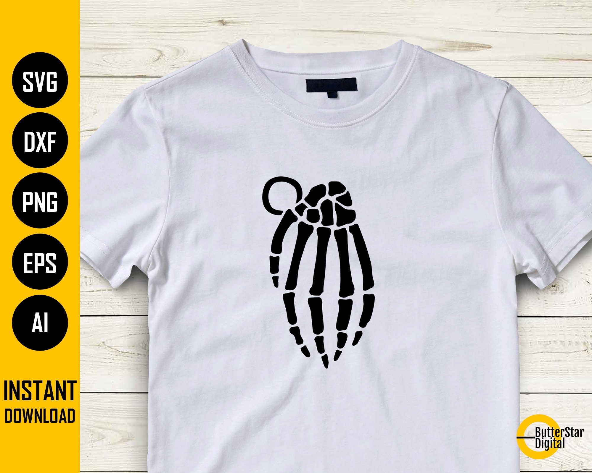 Skeleton Hand Grenade SVG Bones Tattoo Decal T-shirt Sticker - Etsy Canada