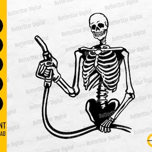 Skeleton With Gas Nozzle SVG | Awesome Skull T-shirt Decal Sticker ...