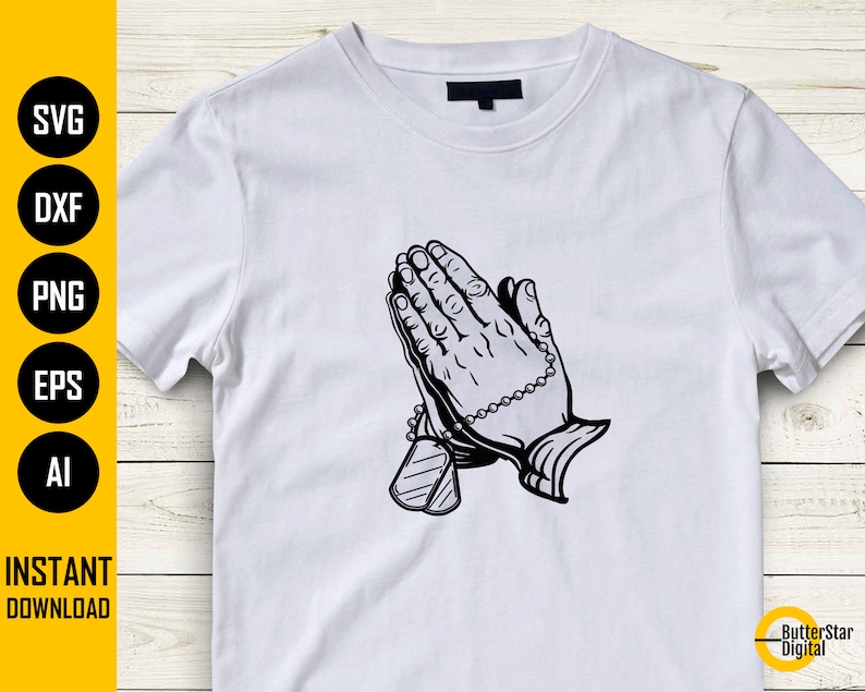 Praying Hands With Dog Tag SVG Pray SVG Christian Soldier - Etsy New ...