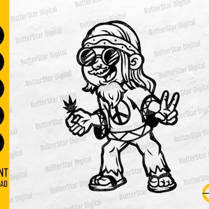 Cute Hippie SVG Holding Weed Leaf SVG Hippy T-shirt Vinyl Clip Art Graphics Decal Cutting File ...