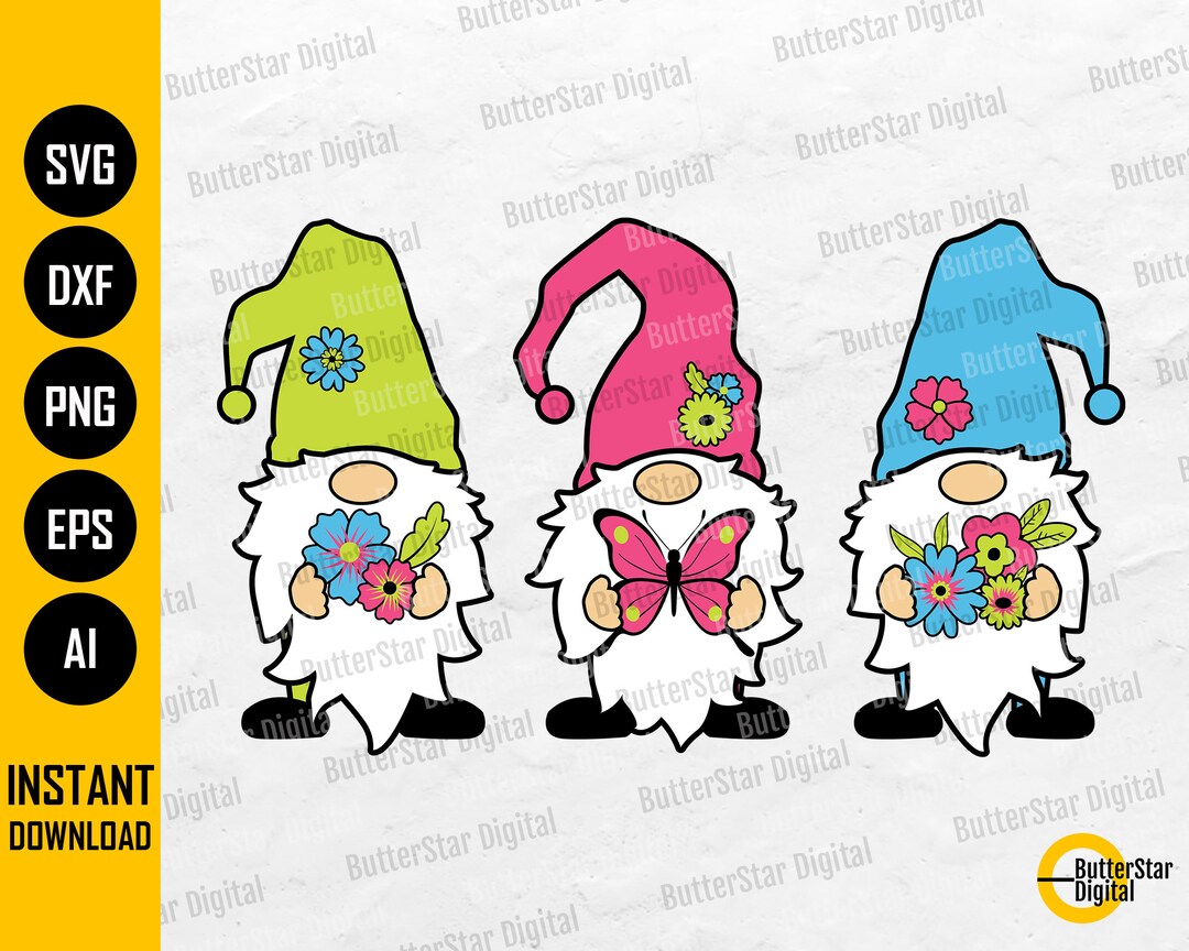 Spring Gnomes SVG | Easter SVG | Cute Gnome With Flowers Butterfly ...