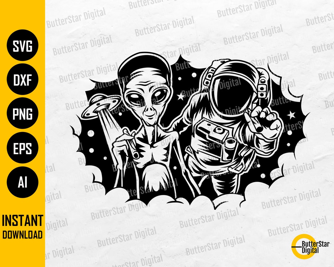 Alien and Astronaut Smoking Weed SVG Marijuana SVG 420 Baked High ...
