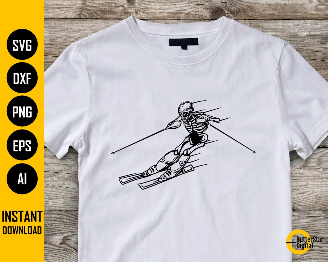 Skeleton Skiing SVG | Skier SVG | Winter Snow Ski Mountain Snowboarding ...