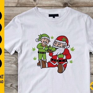 Santa & Elf Smoking Weed PNG | Smoke Marijuana SVG | 420 Joint Blunt ...