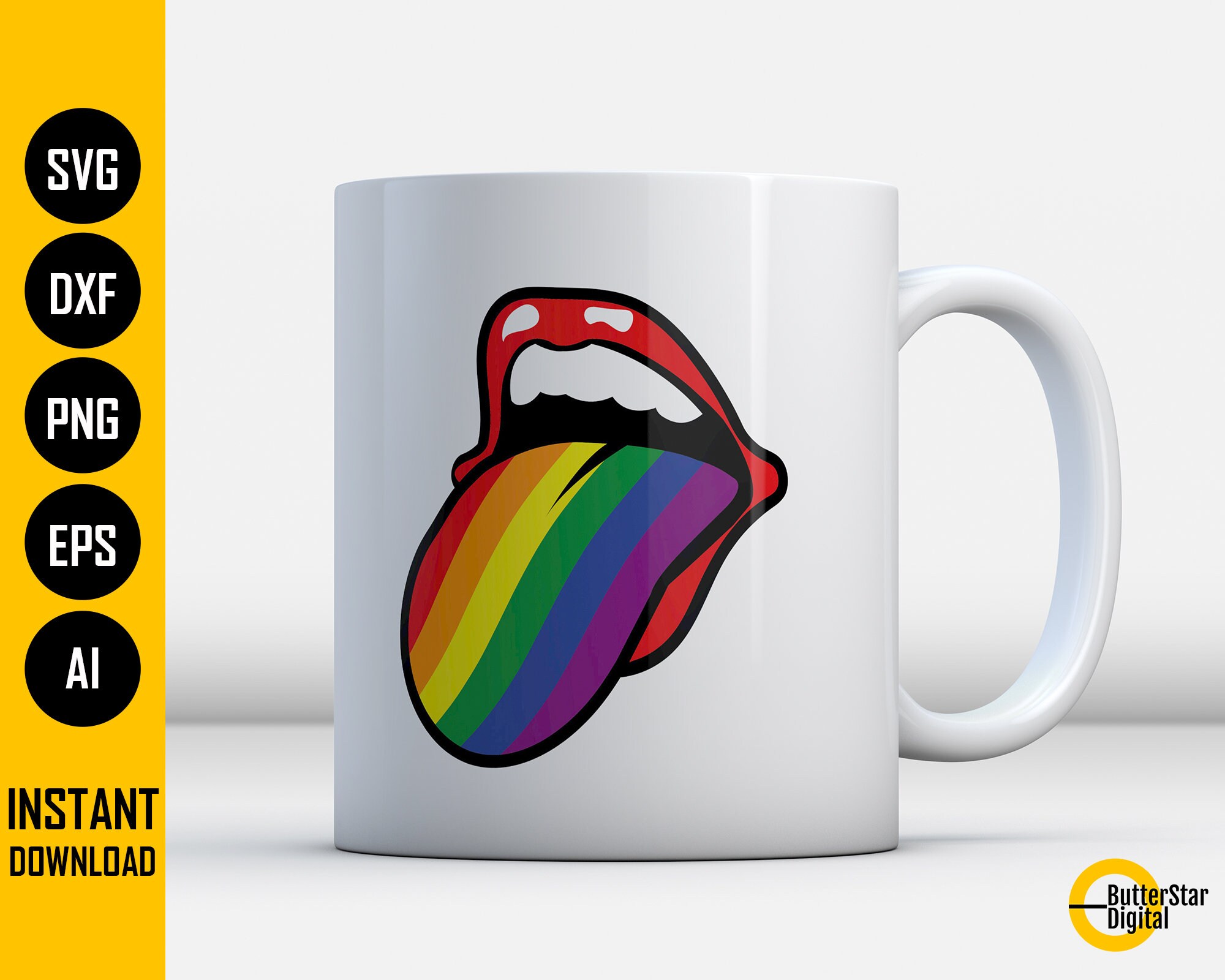 Rainbow Tongue Svg Lgbt Mouth Sexy Lips Pride Colors Etsy