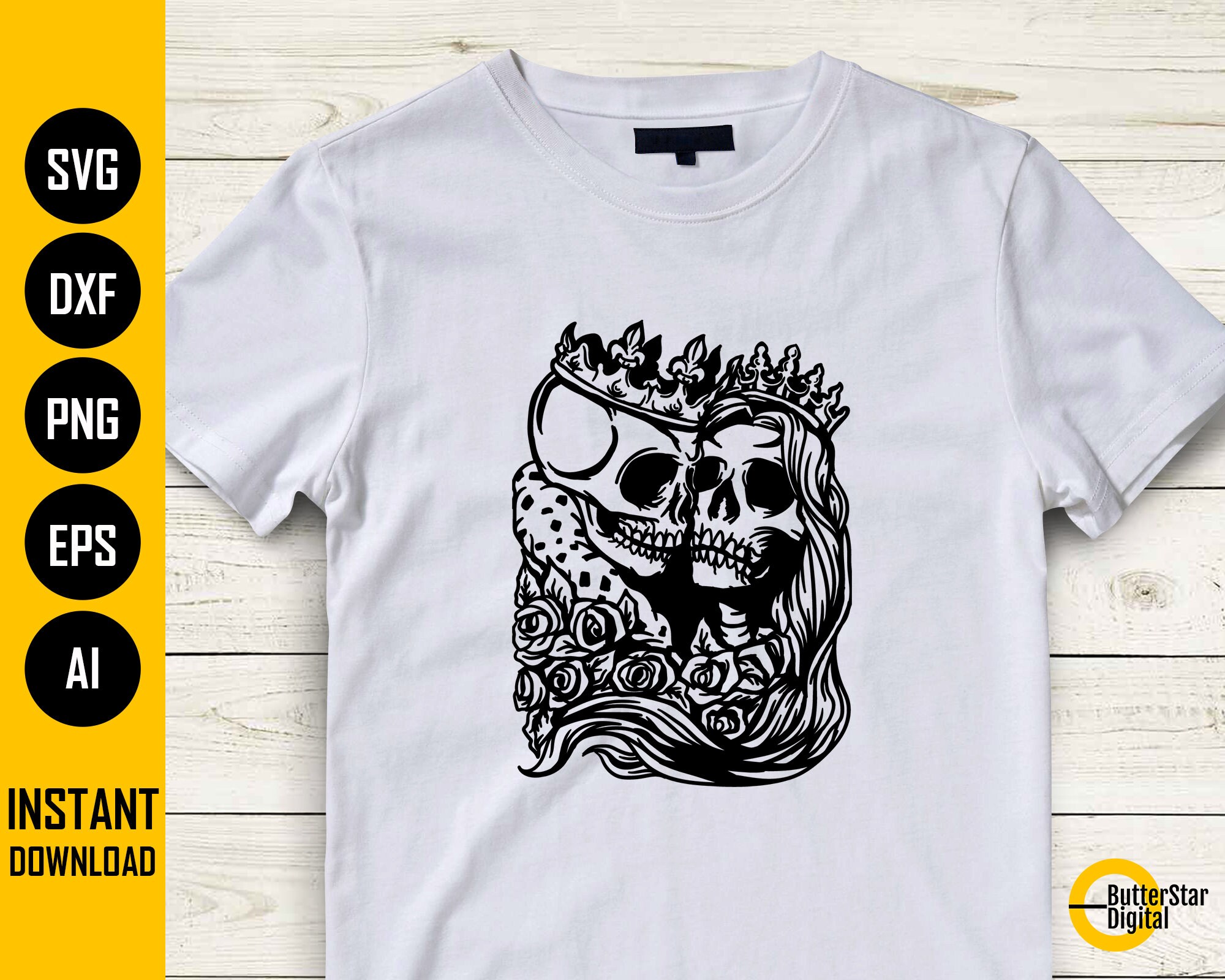 Skull King Queen SVG Dead Skeleton Love SVG Gothic Decal - Etsy