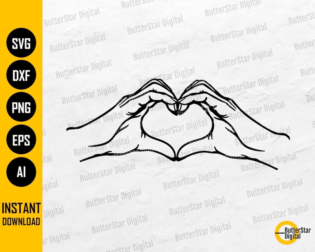 Female Hand Heart Sign SVG | Love Tattoo Decal T-shirt Sticker Graphics ...