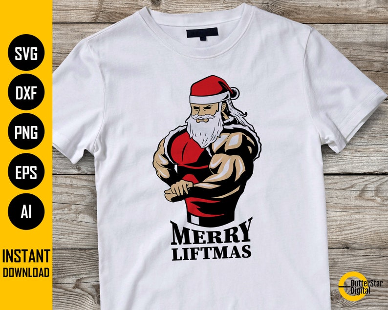 Merry Liftmas SVG Buff Santa Claus Funny Christmas SVG | Etsy