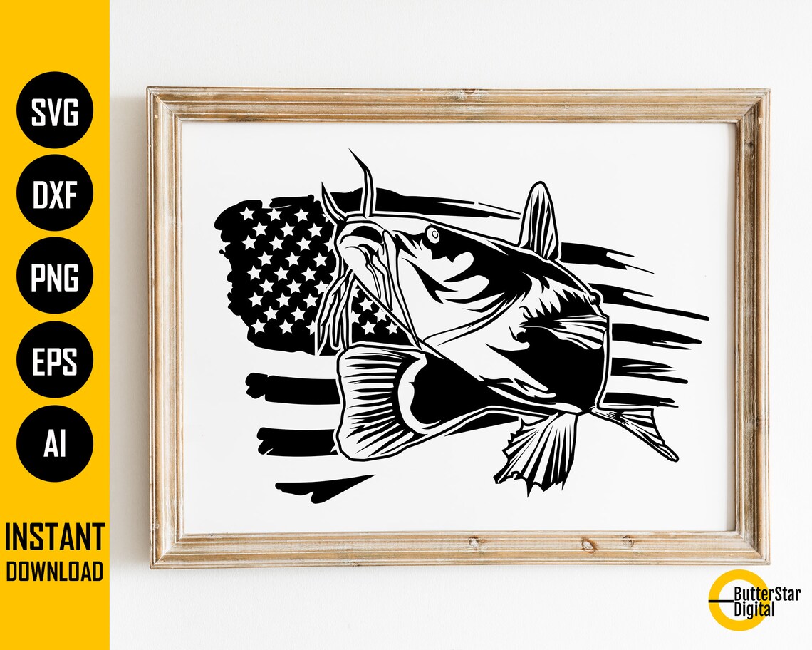 US Catfish SVG | USA Catfish Fishing Svg | Cat Fish T-shirt Decals ...