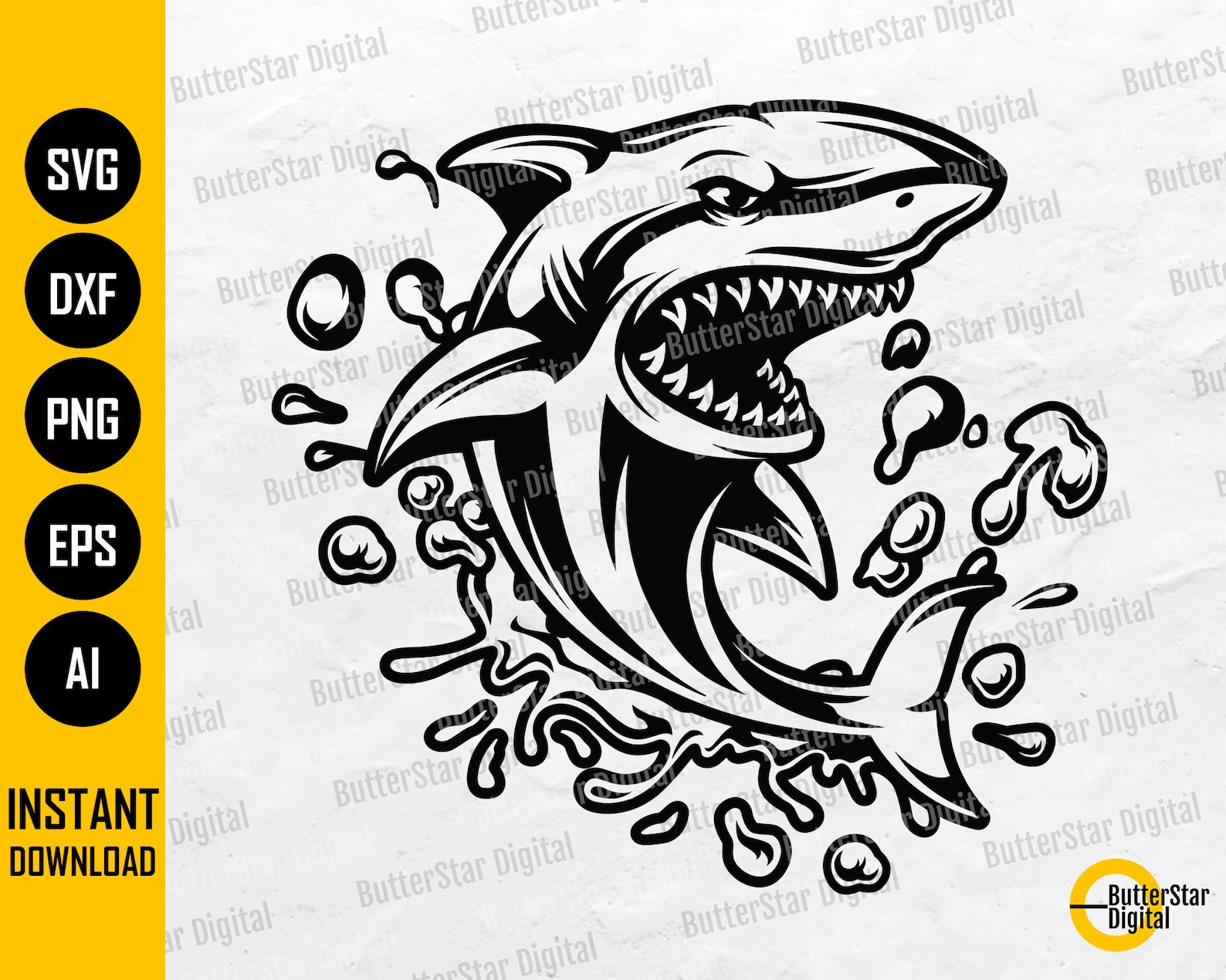 Splashing Shark SVG | Swimming SVG | Ocean T-shirt Vinyl Decal Sticker ...