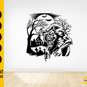 Werewolf Scene SVG | Halloween Monster Wall Decals Sticker Decor T ...