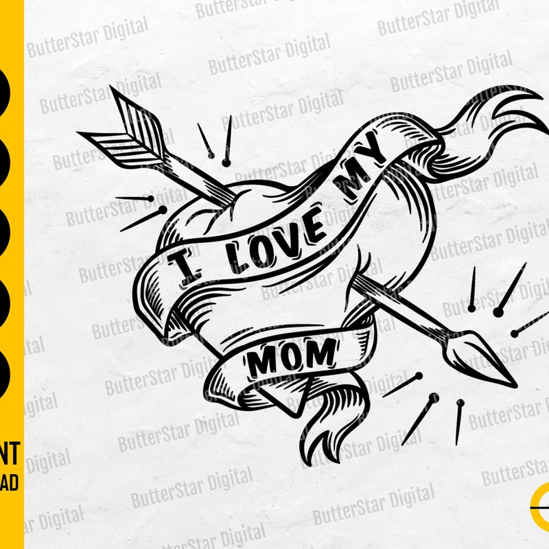 I Love Mom Clipart - Etsy