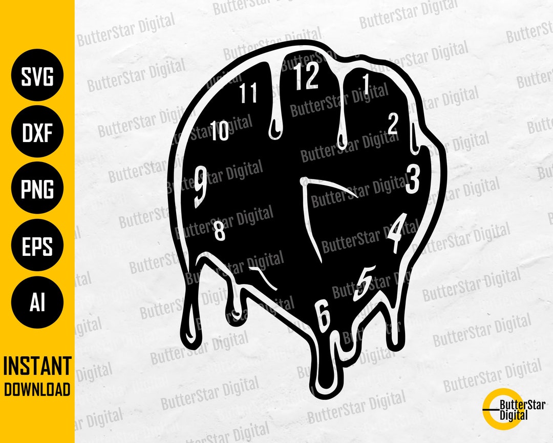 Dripping Clock SVG | Time SVG | Wall Art Decal Decor T-shirt Sticker ...
