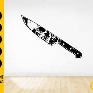 Skull in Knife SVG | Horror Movie T-shirt Decal Tattoo Stencil Graphics ...