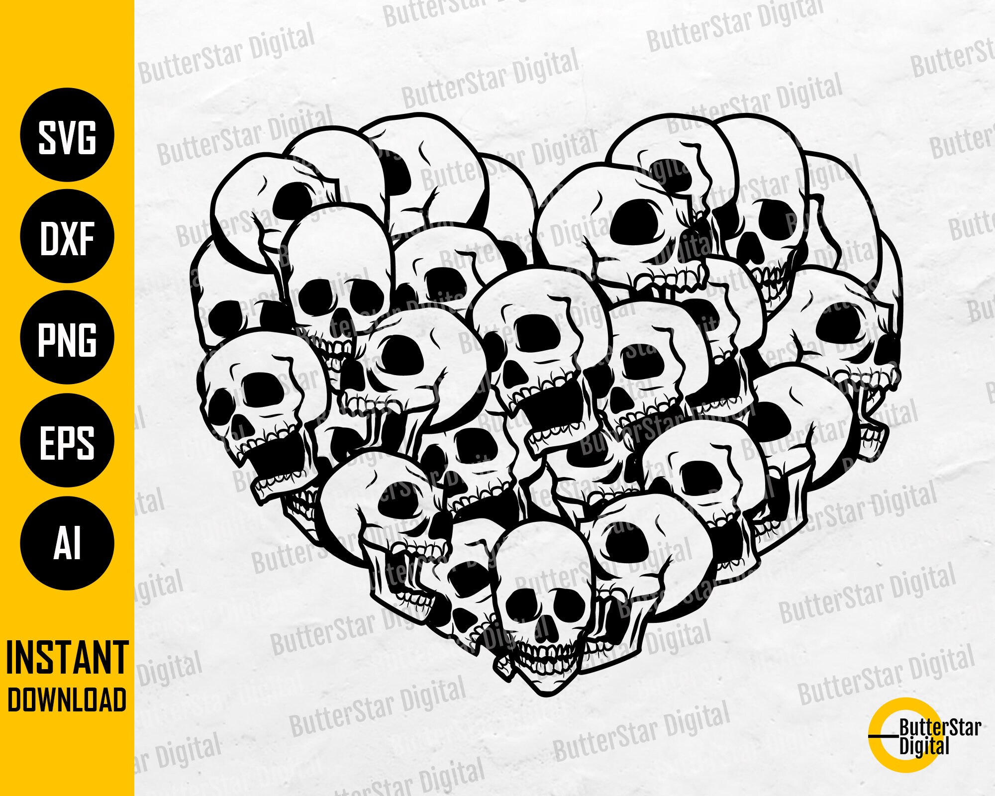 Skulls Heart SVG | Skeleton SVG | Gothic Horror Dead Shirt Graphic Tee ...