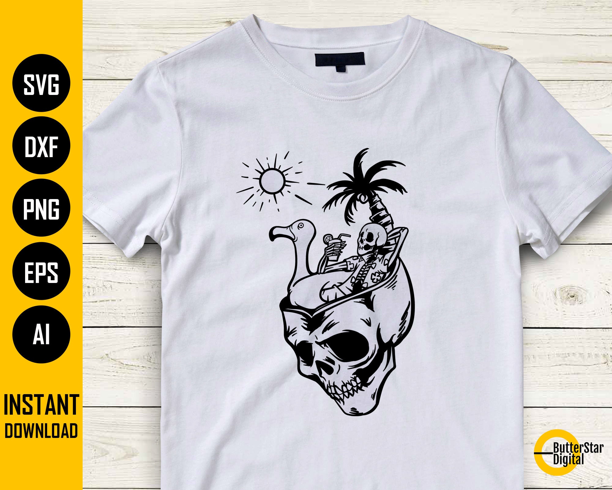 Tropical Skull SVG | Beach Skeleton SVG | Summer Chill Relax Flamingo ...